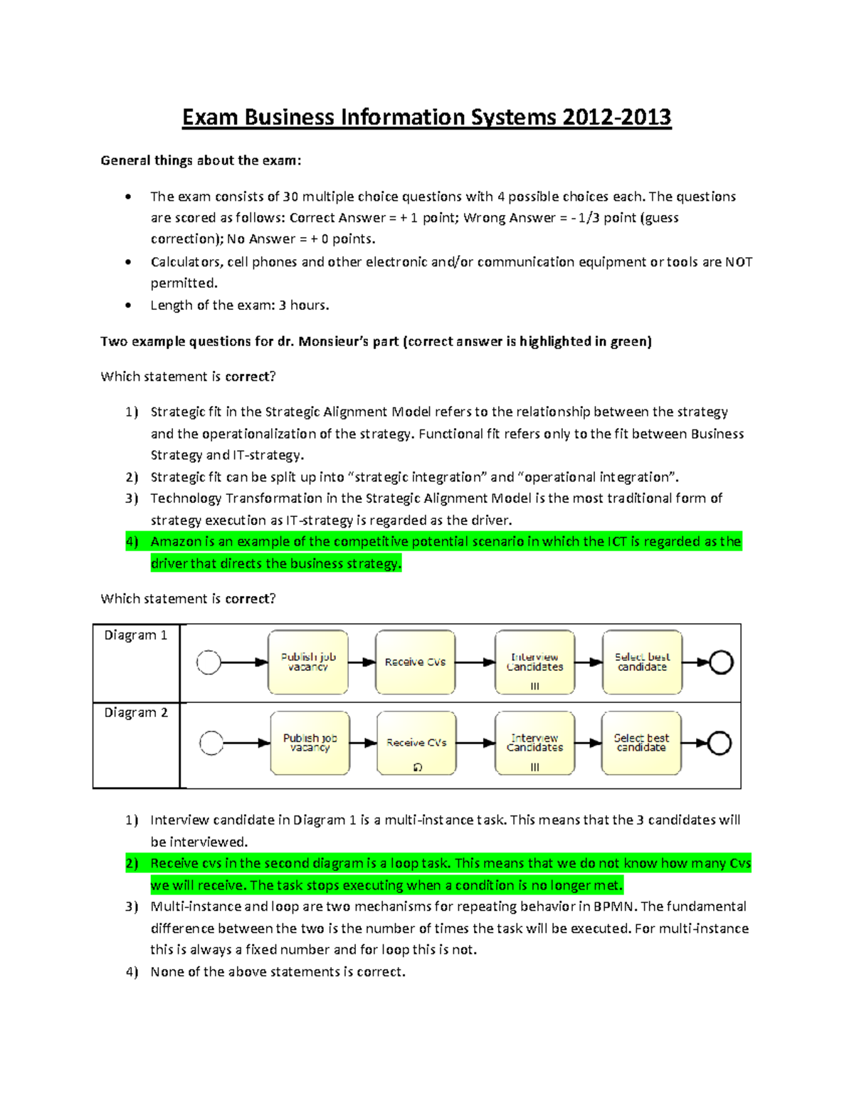 Test / practice exam 2012 questions and answers - Exam Business ...