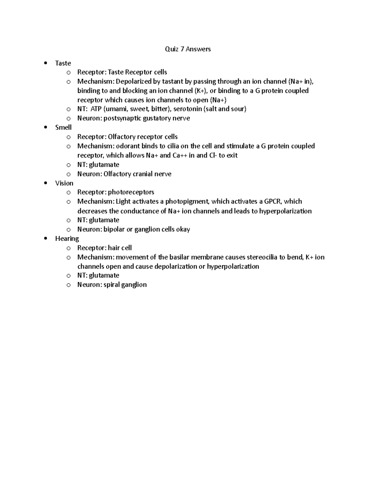 Quiz 7 Answers - Professor Julia Peterman - Quiz 7 Answers Taste o ...