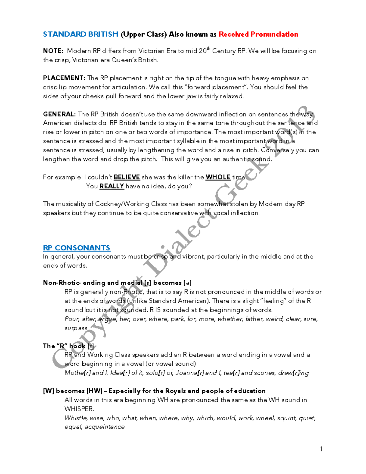 British RP Notes Lachsa - STANDARD BRITISH (Upper Class) Also known as ...