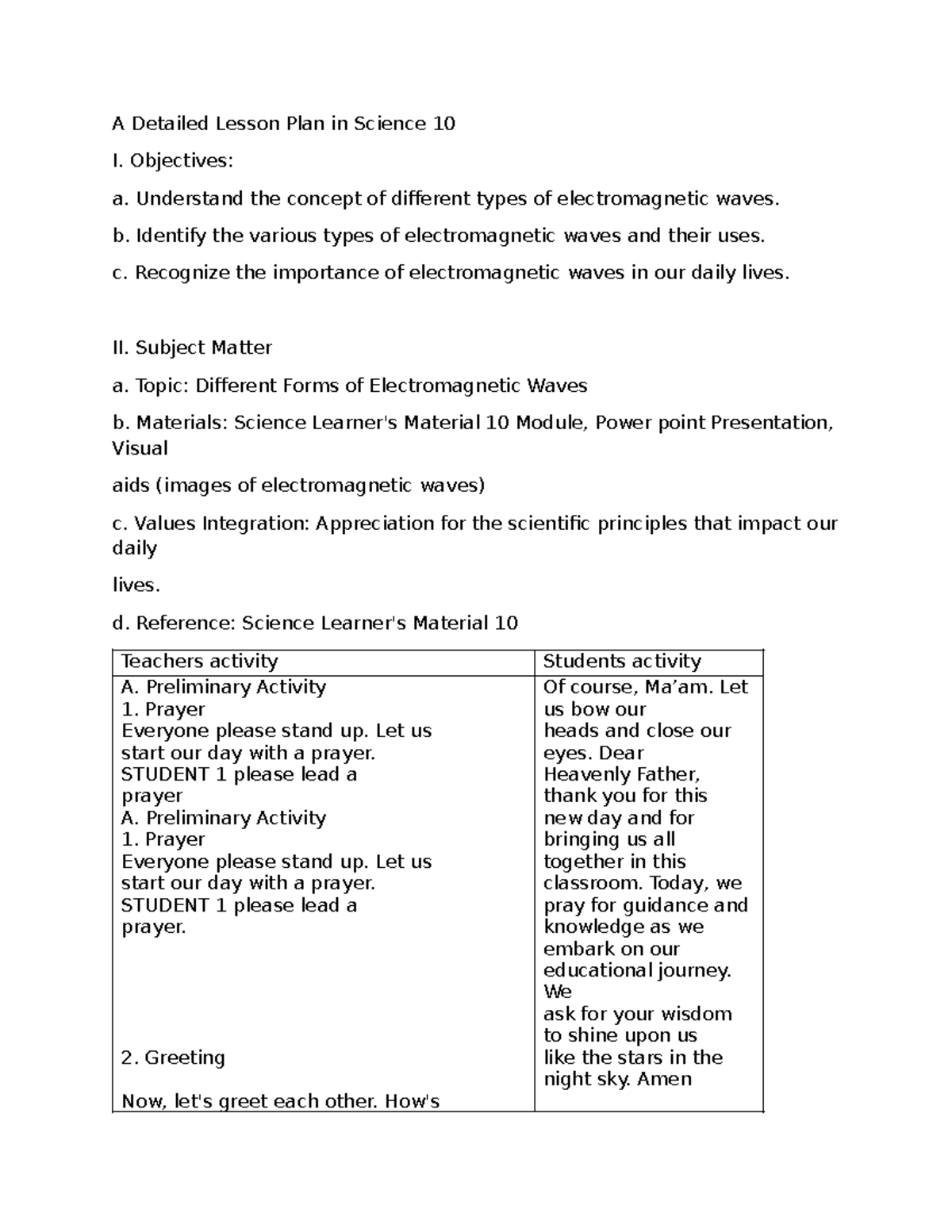 A Detailed Lesson Plan in Science 10 - Objectives: a. Understand the ...