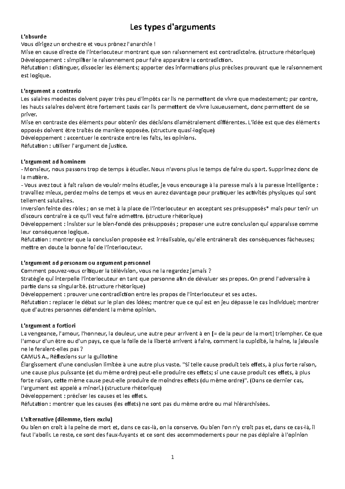 Les types darguments - Les types d'arguments L'absurde Vous dirigez un ...