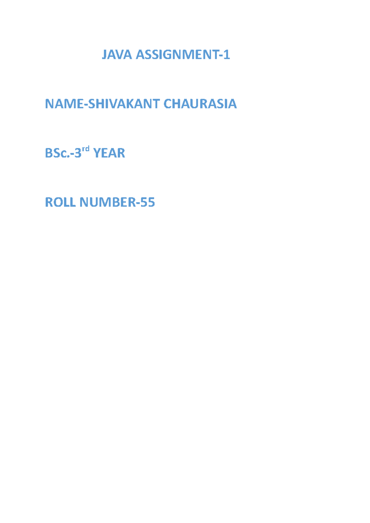 Java ass. shivakant - give me report - JAVA ASSIGNMENT- NAME-SHIVAKANT ...