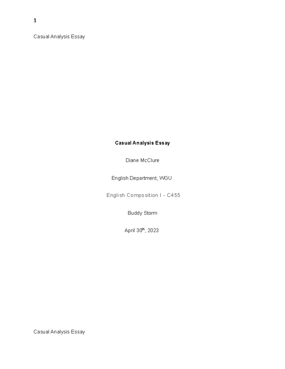 Casual Analysis Essay - This was my second attempt and passed. - Casual ...