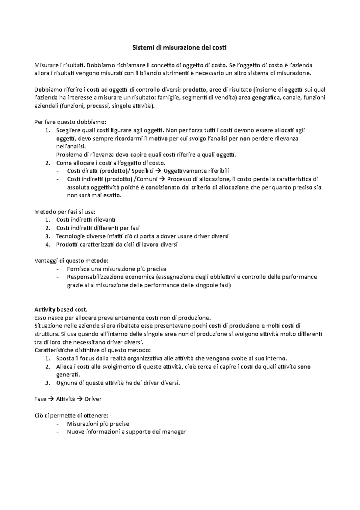 Sistemi di misurazione dei costi - Sistemi di misurazione dei costi ...