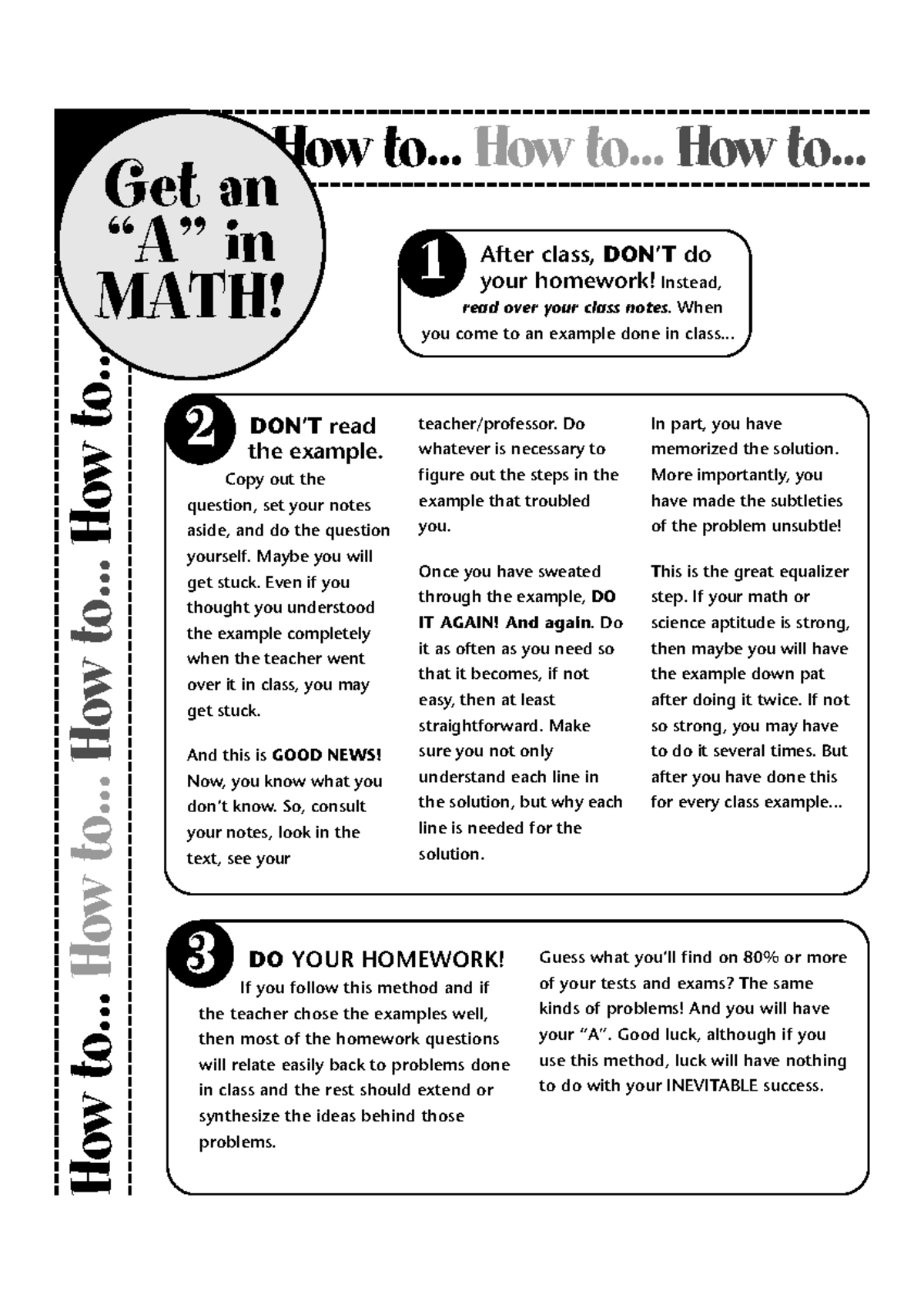 How to get an A in Math - First year - How to... How to... How to ...