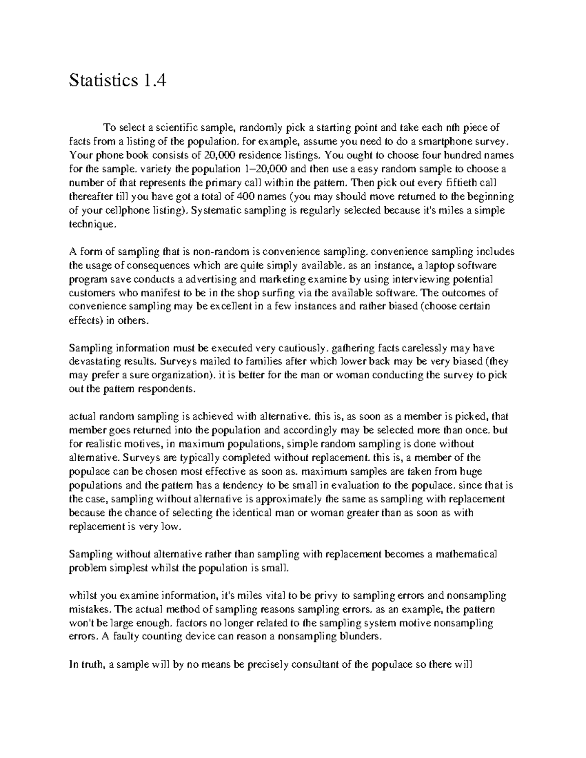 Statistics 1 - To select a scientific sample, randomly pick a starting ...