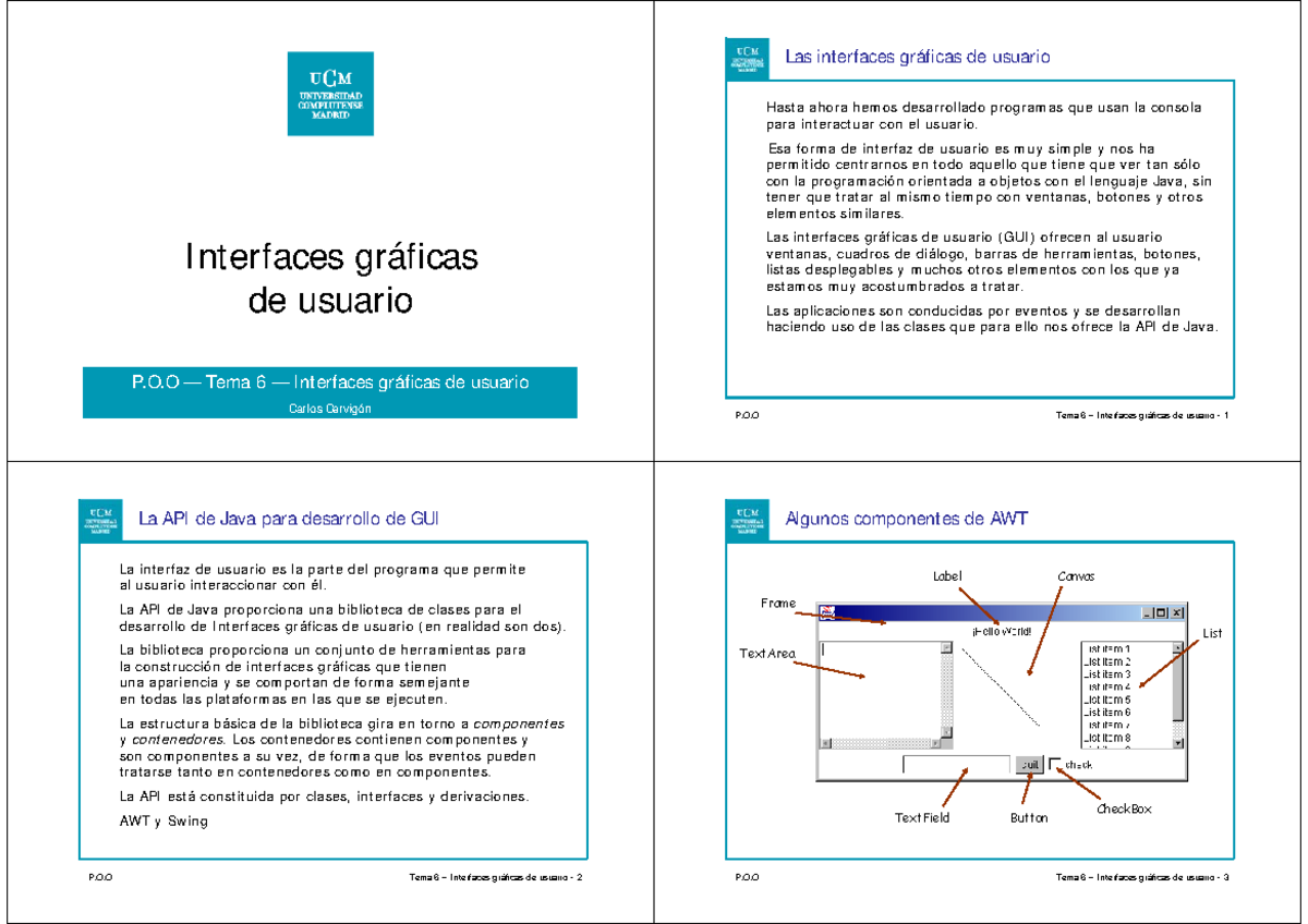 POO - diapositiva - Interfaces gráficas de usuario P.O — Tema 6 ...