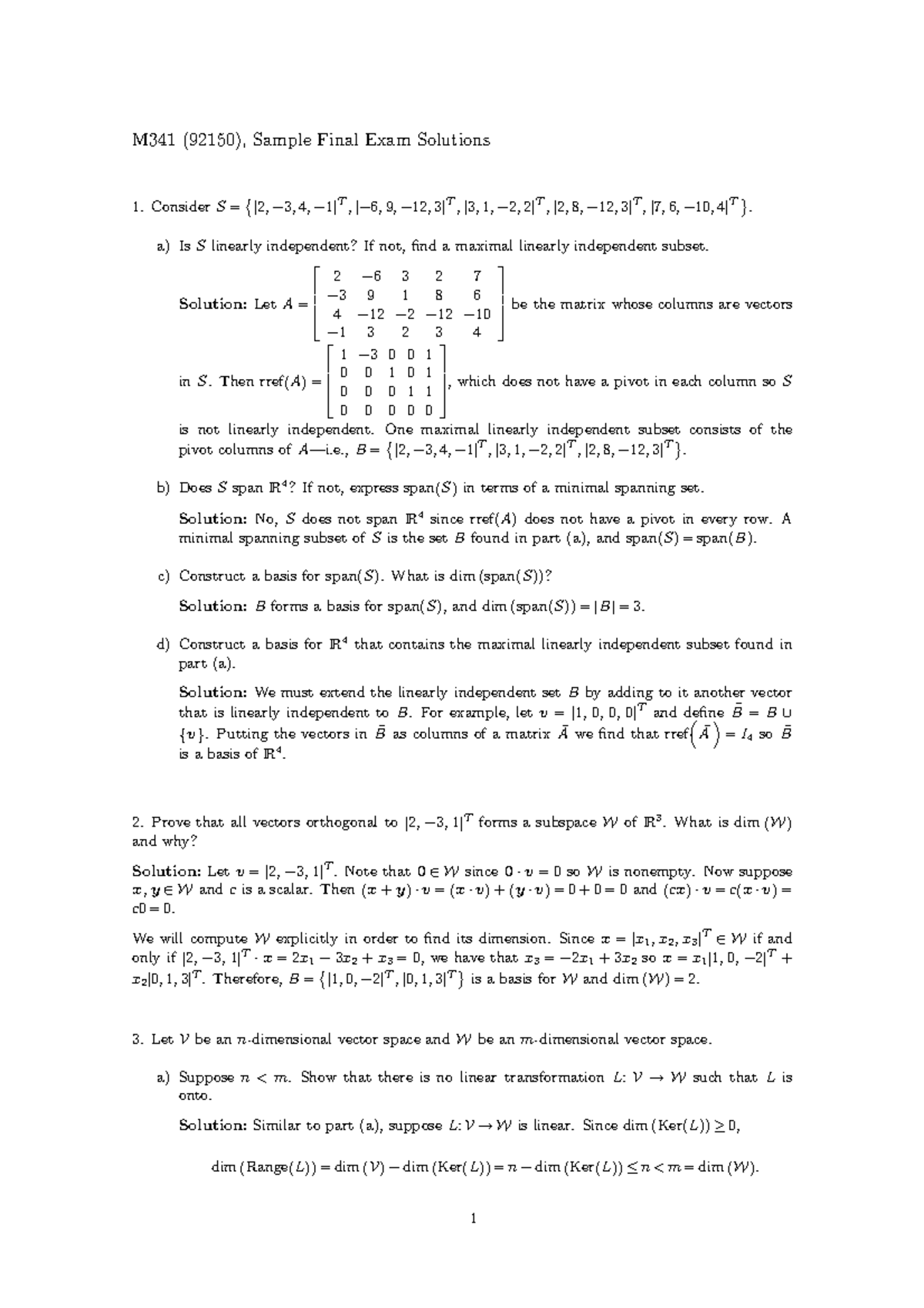 Module 1 and 2 sample questions and solutions - M341 (92150), Sample ...