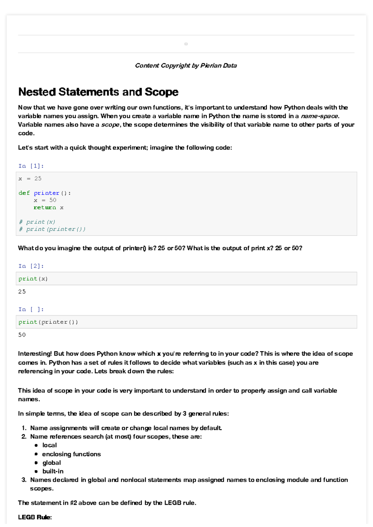06 Nested Statements And Scope Content Copyright By Pierian Data Nested Statements And