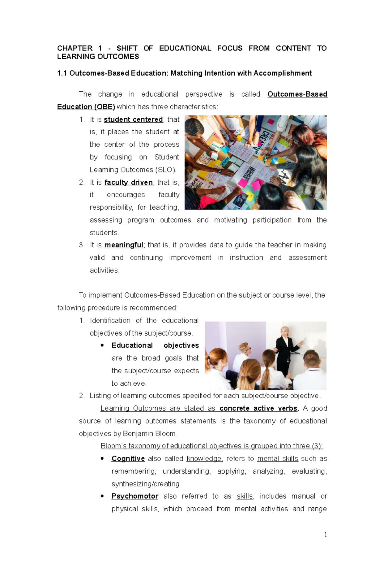 Assessment 1 Chapters 1 2 - CHAPTER 1 - SHIFT OF EDUCATIONAL FOCUS FROM ...