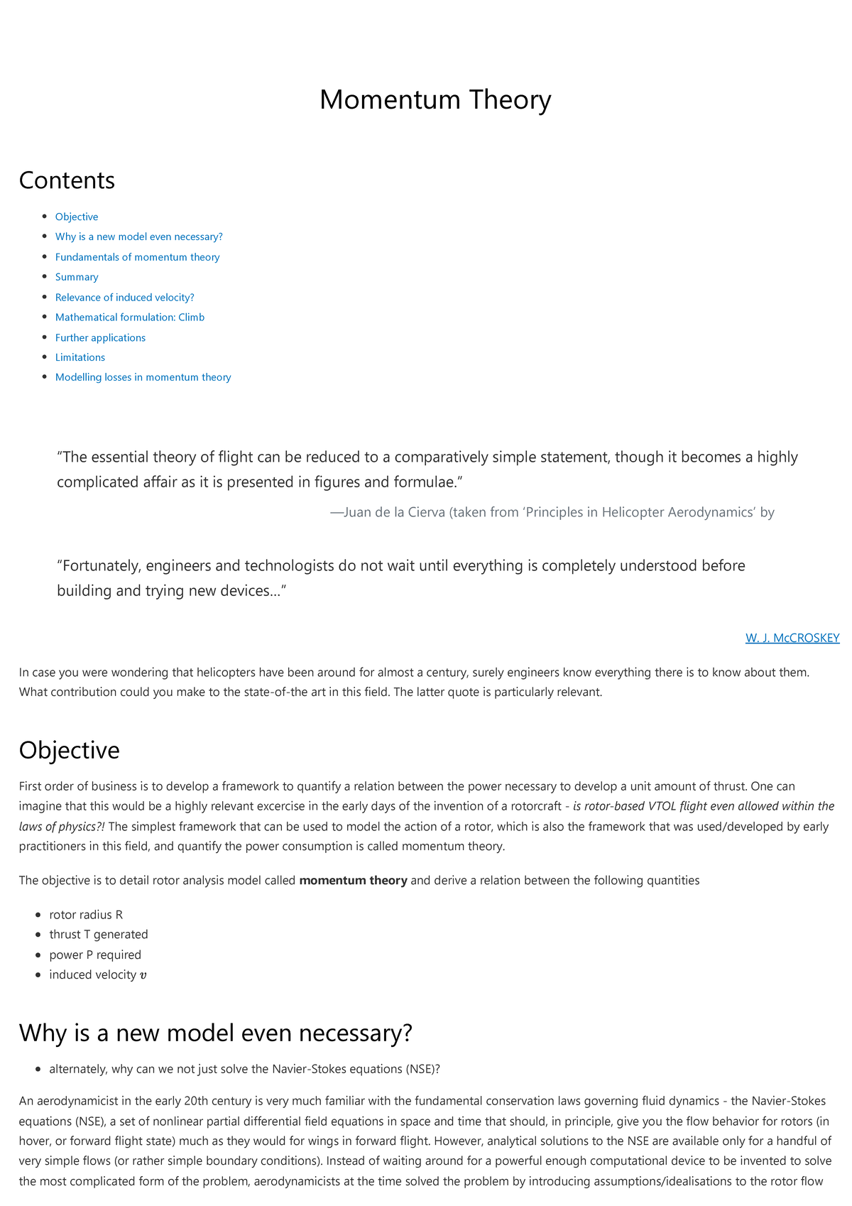 1. Momentum Theory - Lecture notes - Momentum Theory Contents Objective ...