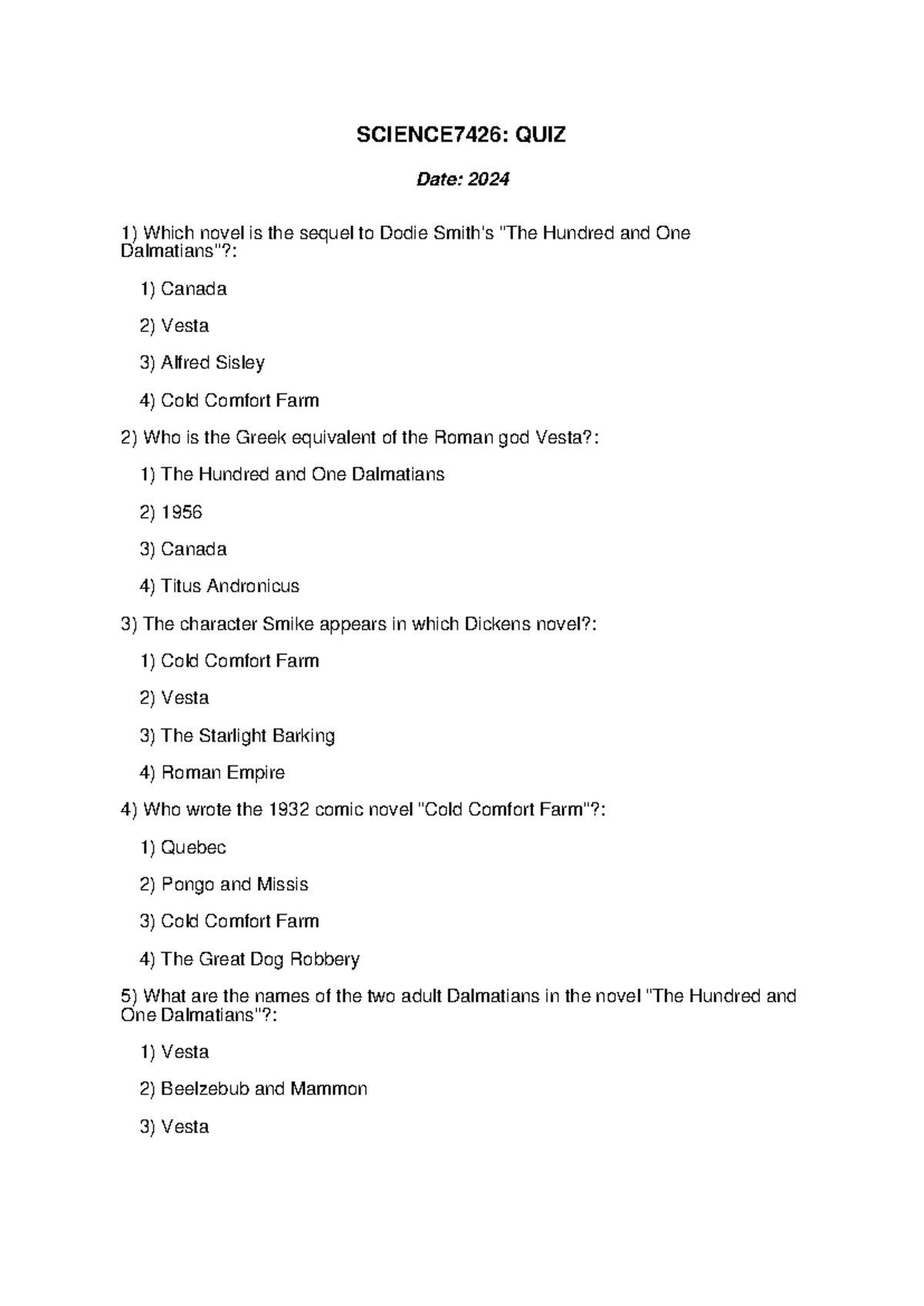 Veterinary Science 153-QUIZ 4 - SCIENCE7426: QUIZ Date: 2024 Which ...