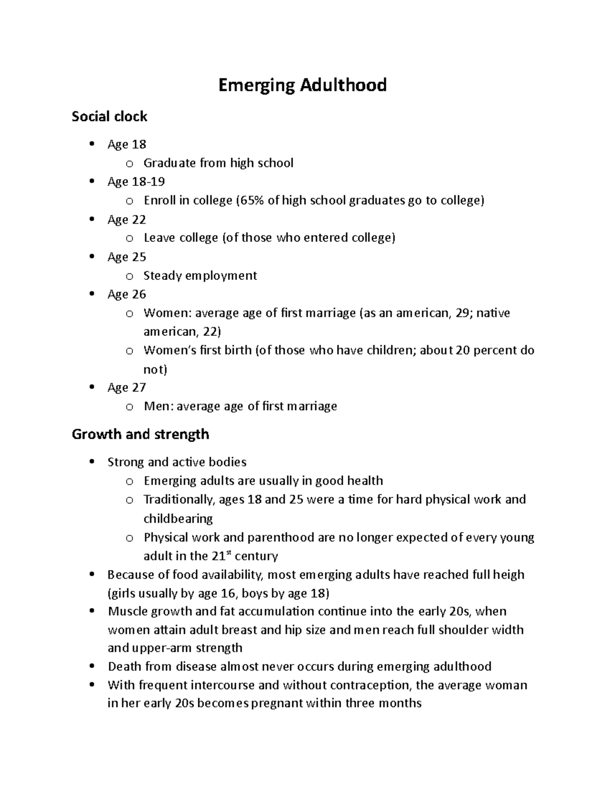 Emerging Adulthood pdf - Emerging Adulthood Social clock Age 18 o ...