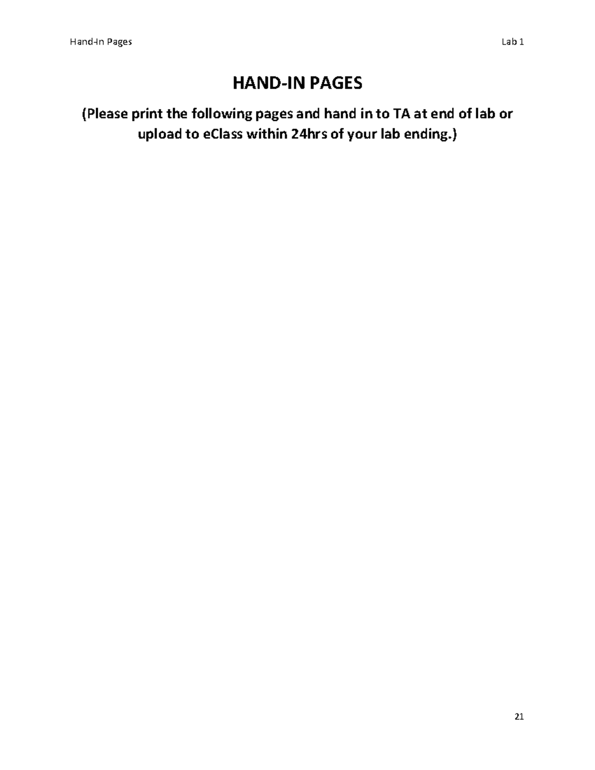 Kin 1020 Lab Hand in - LABS - HAND-IN PAGES (Please print the following ...
