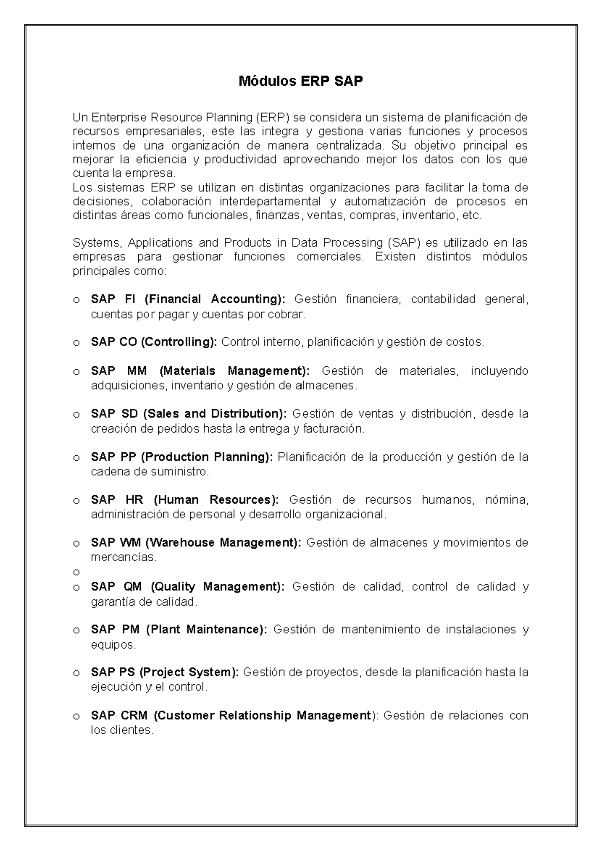 Modulos ERP Sarahi - Módulos ERP SAP Un Enterprise Resource Planning ...