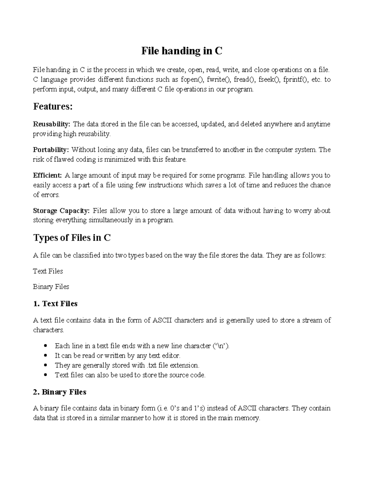 File Handing In C C Language Provides Different Functions Such As Fopen Fwrite Fread