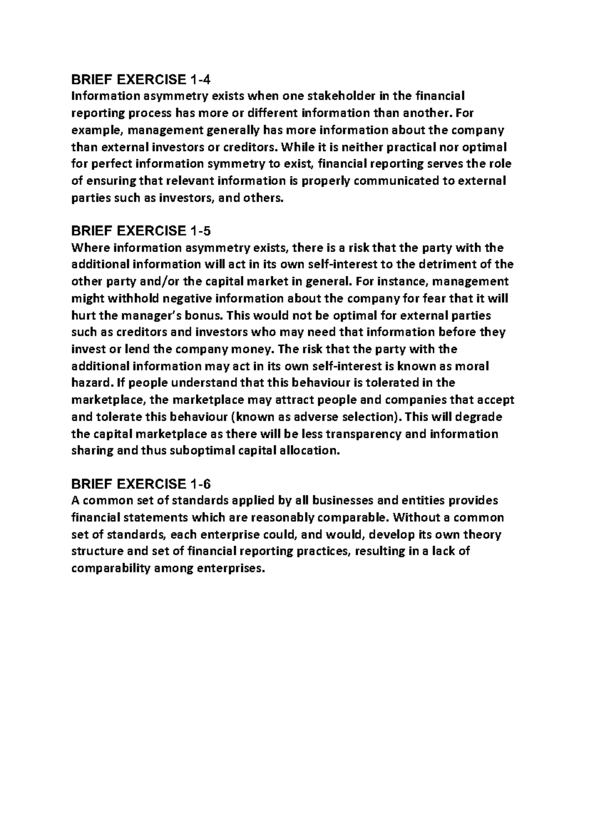 Solutions TO Brief Exercises 1-4,5,6 - BRIEF EXERCISE 1- Information ...