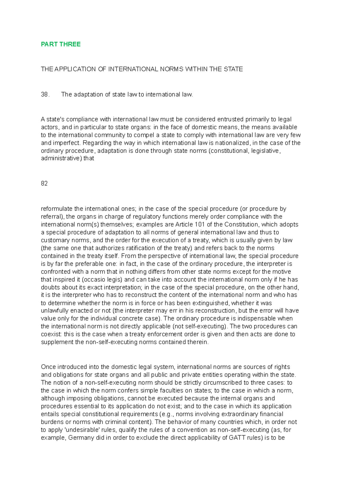 PART Three 6 - International Law chapter 2 - PART THREE THE APPLICATION ...