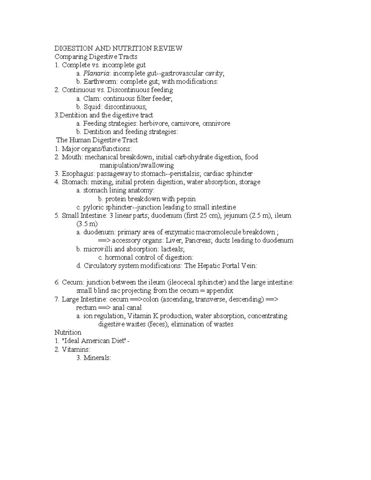 Digestion and Nutrition Review - DIGESTION AND NUTRITION REVIEW ...