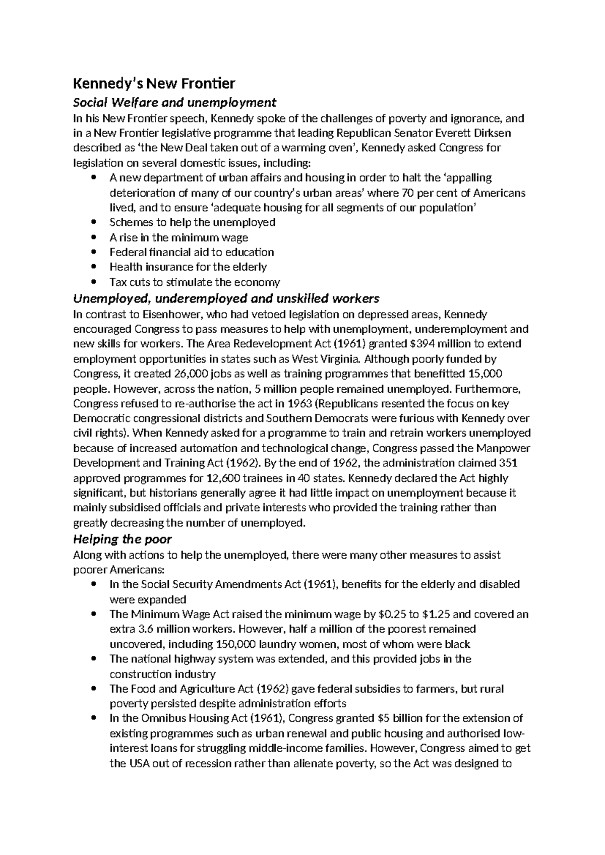 Kennedy's New Frontier - Kennedy’s New Frontier Social Welfare and ...