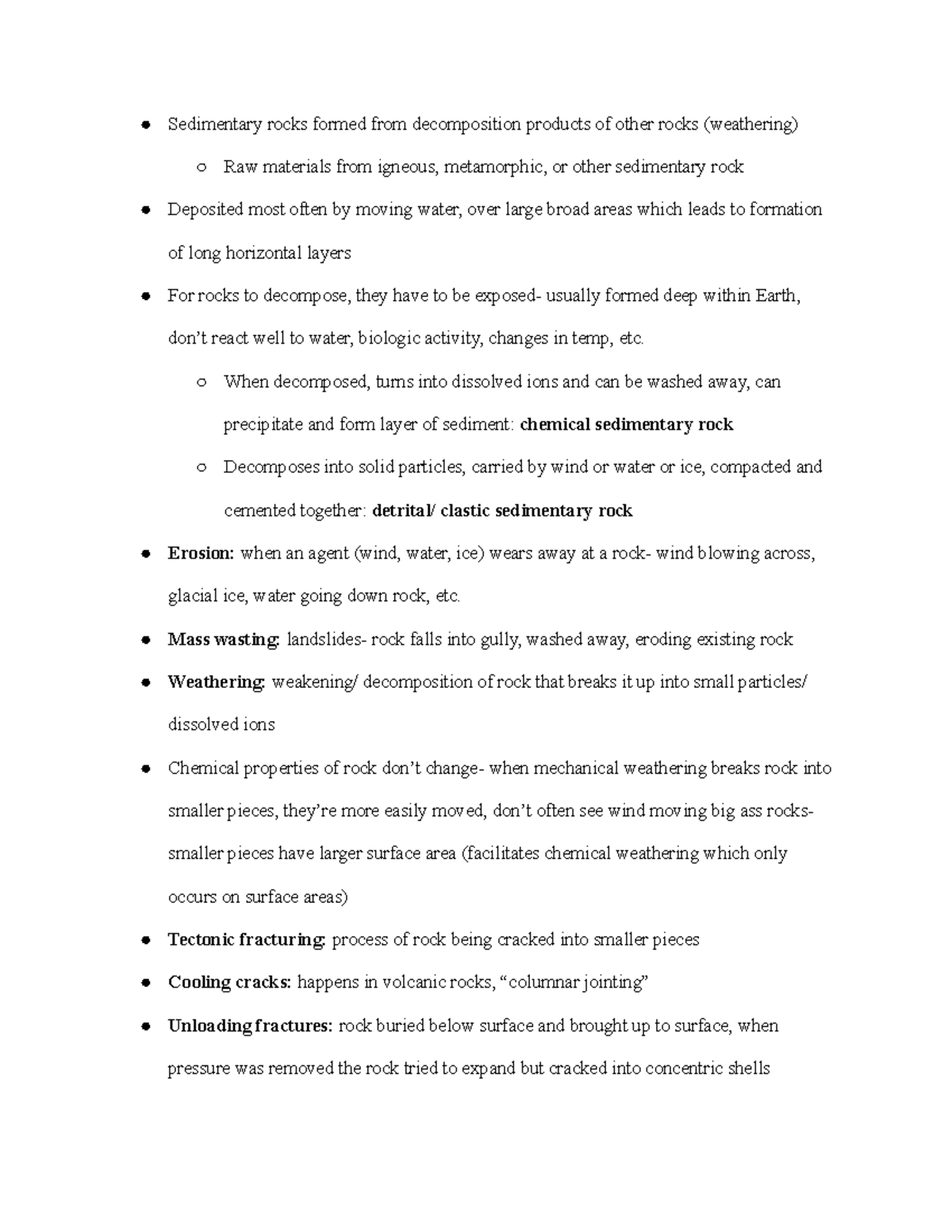 Mod 4 Weathering and Sedimentary Rocks - Sedimentary rocks formed from ...