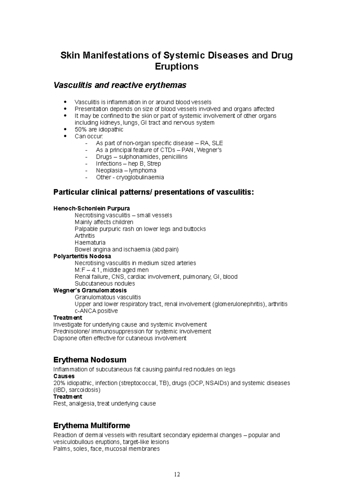 Lecture notes, lecture 6 - Skin manifestation of systemic disease and ...