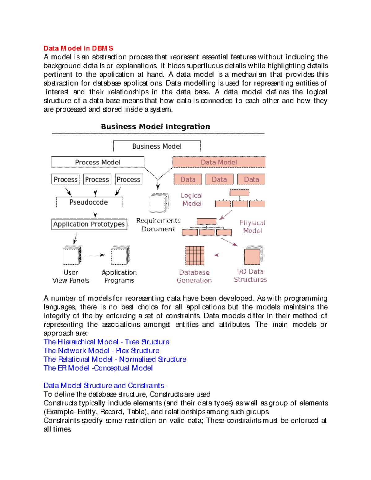Data Model in Database Management System - Data M odel in DBM S A model ...