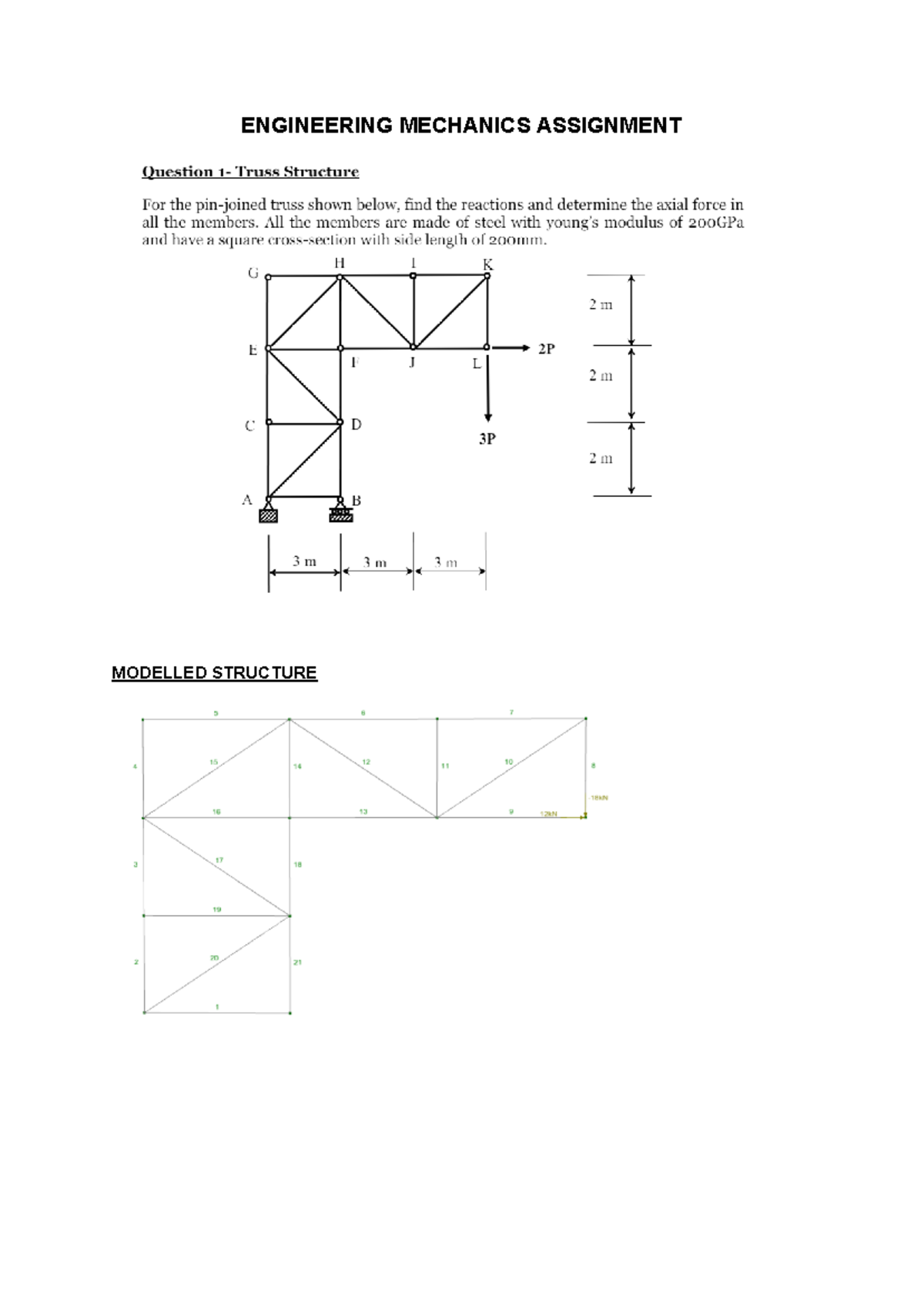 Enggmech Space GASS Assignment - Google Docs - ENGINEERING MECHANICS ASSIGNMENT Question Truss ...