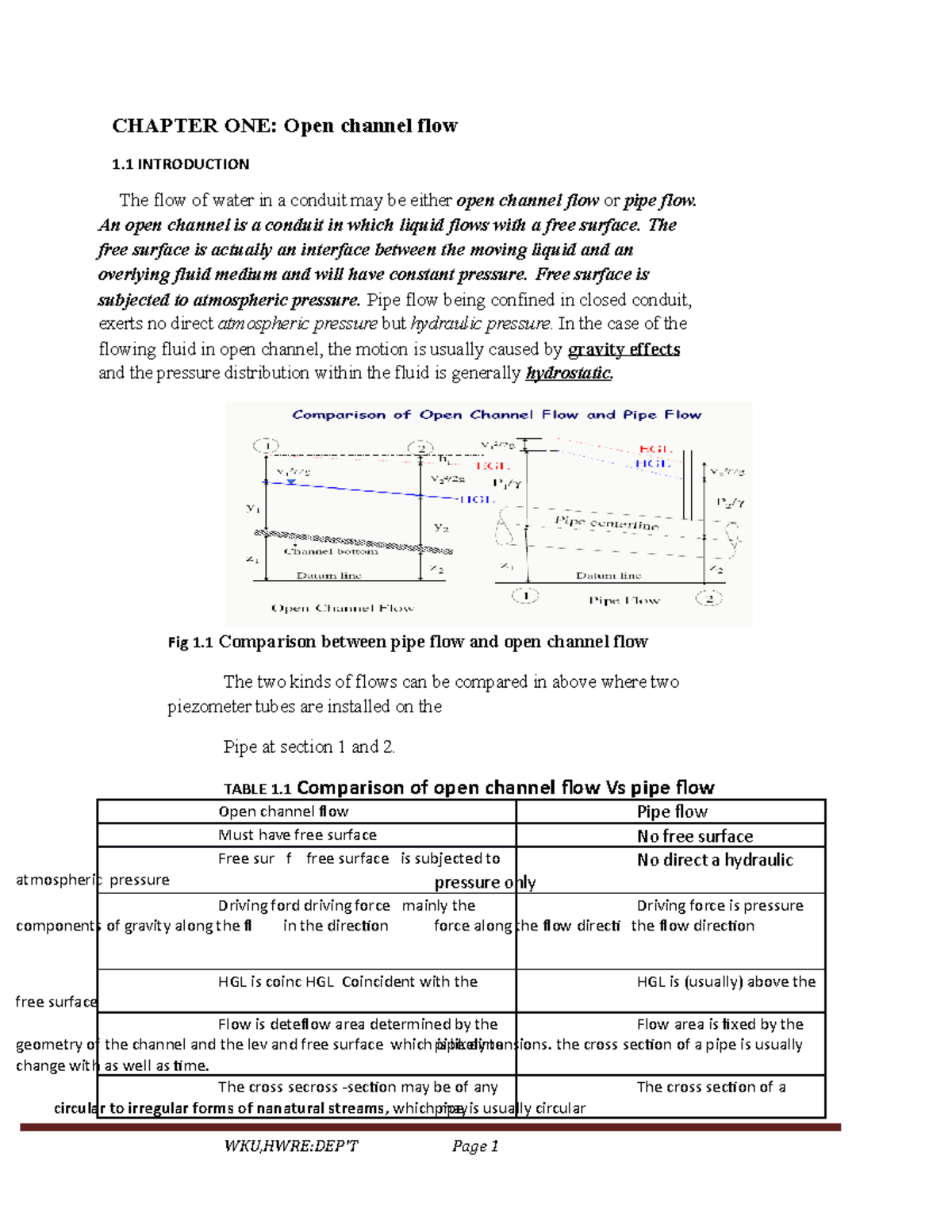 Open channel ch 1 - Best - CHAPTER ONE: Open channel flow 1 ...