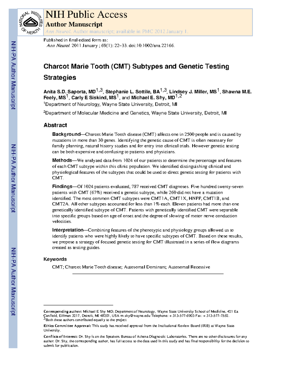 Charcot Marie Tooth (CMT) Subtypes and Genetic Testing - Charcot Marie ...