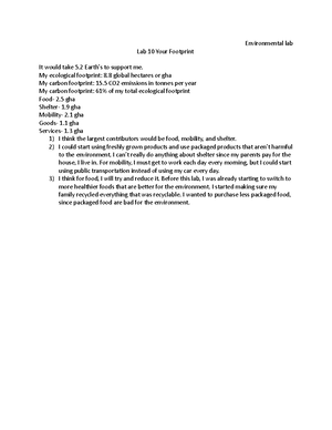 Lab 5 enviro - Environmental lab Lab 5 The Atmosphere Describe the ...