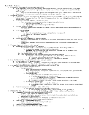 137625162 Admin Law Chart - APA Deals ONLY with FEDERAL gov't. If a ...