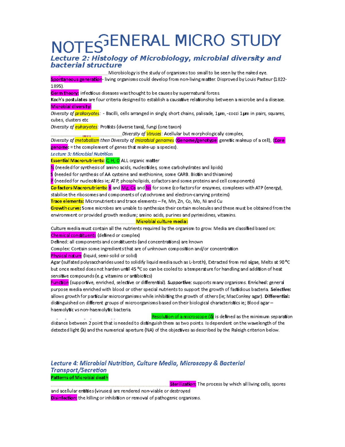 General Micro Study Notes - GENERAL MICRO STUDY NOTES Lecture 2 ...