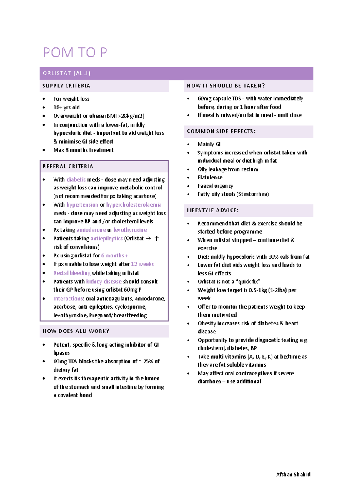 POM to P[9114] - revision guide - POM TO P ORLISTAT (ALLI) SUPPLY ...