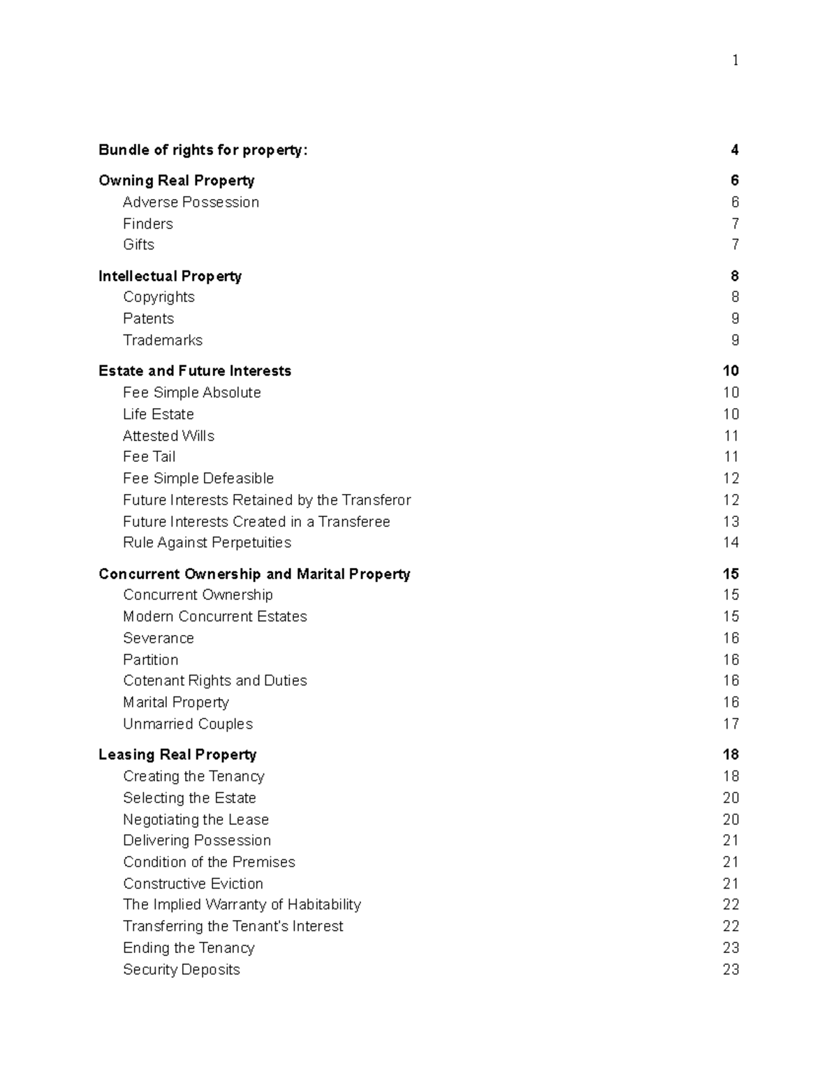 Property Outline For Final Exam - Bundle of rights for property: Owning ...