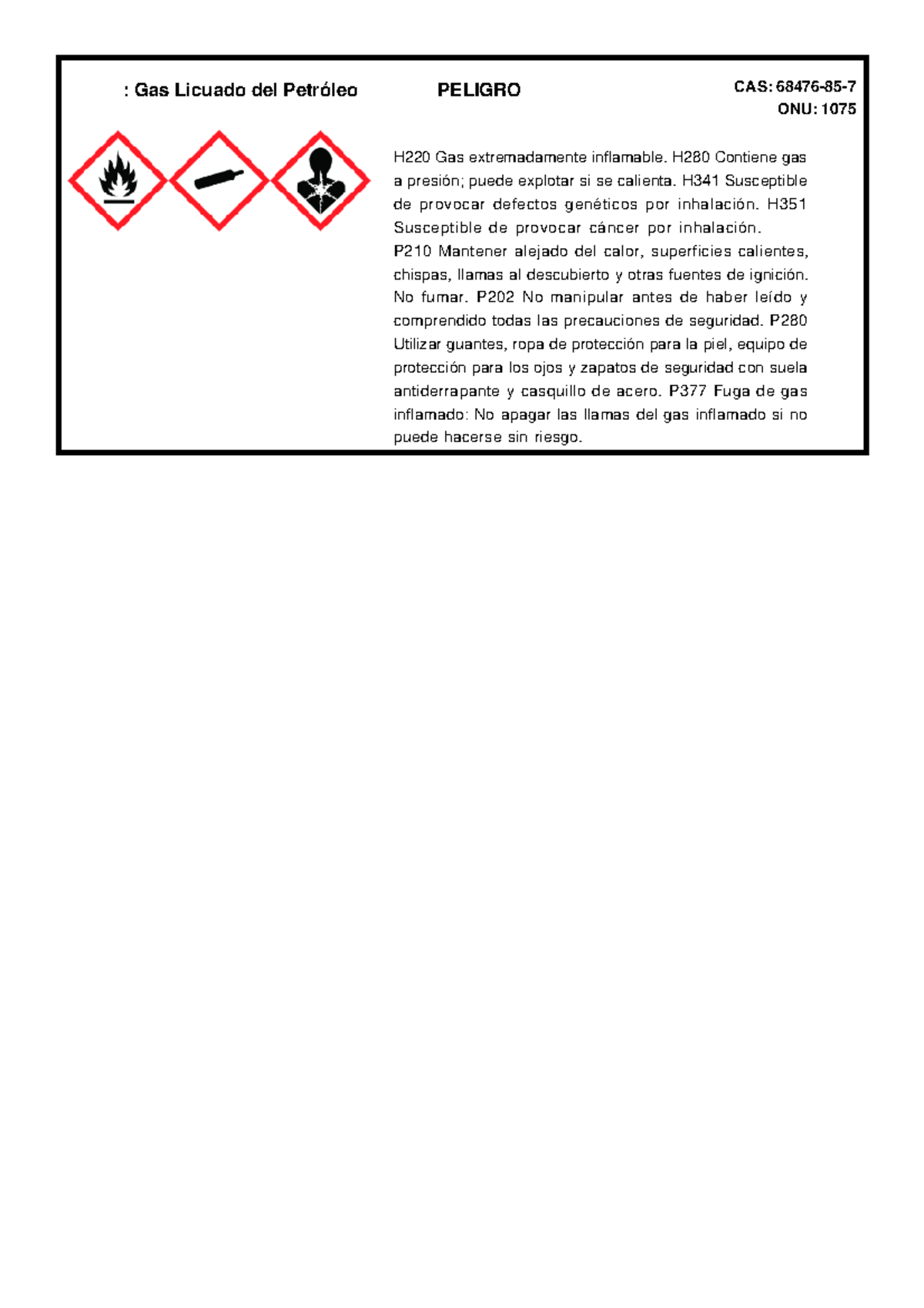 Etiqueta gas LP - Ficha de seguridad para gas Lp con forme a la NOM-018-STPS, EL SISTEMA GLOBAL ...