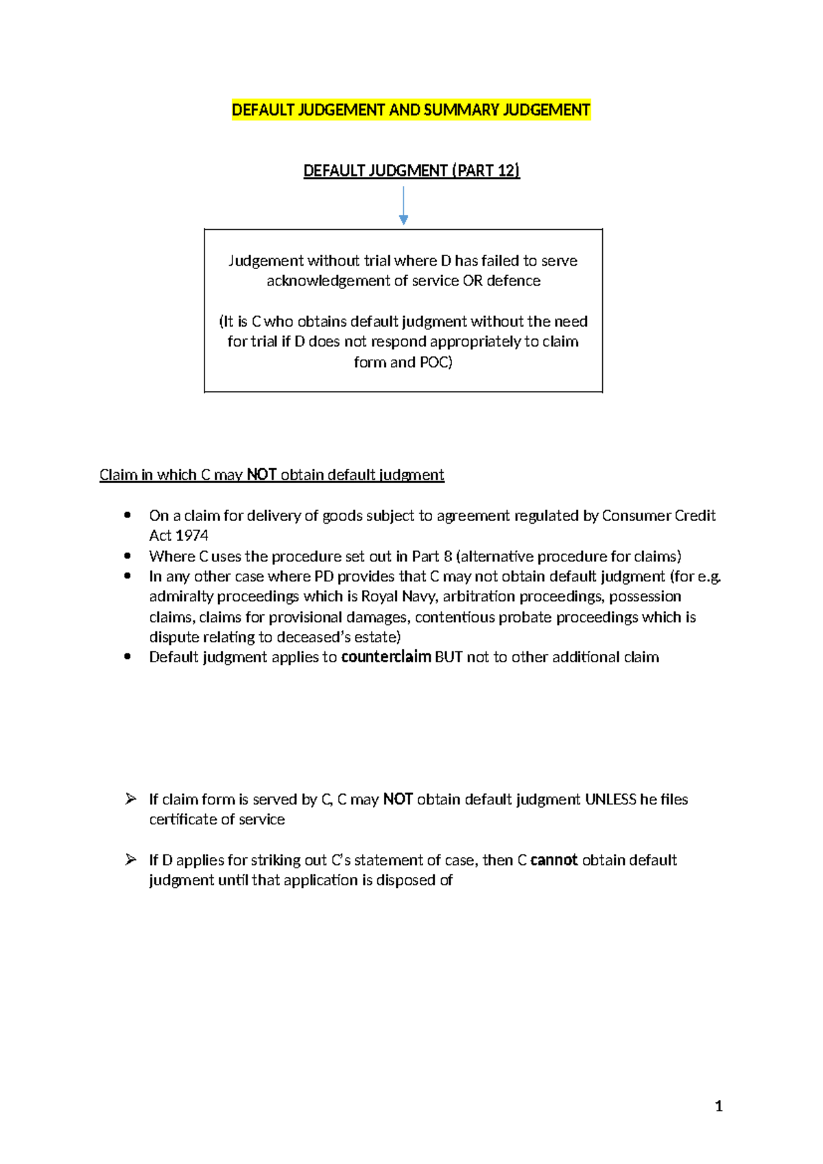 Default Judgement AND Summary Judgement - DEFAULT JUDGEMENT AND SUMMARY ...