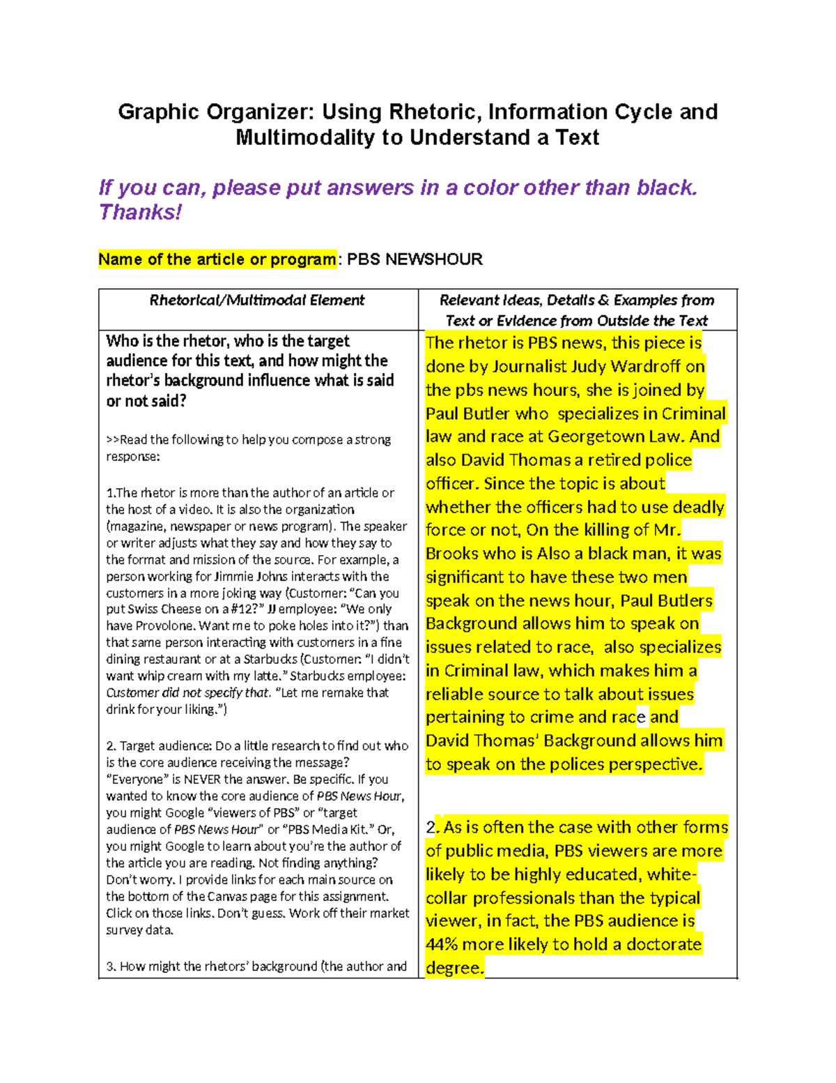 Graphic Organiser, - Graphic Organizer: Using Rhetoric, Information ...
