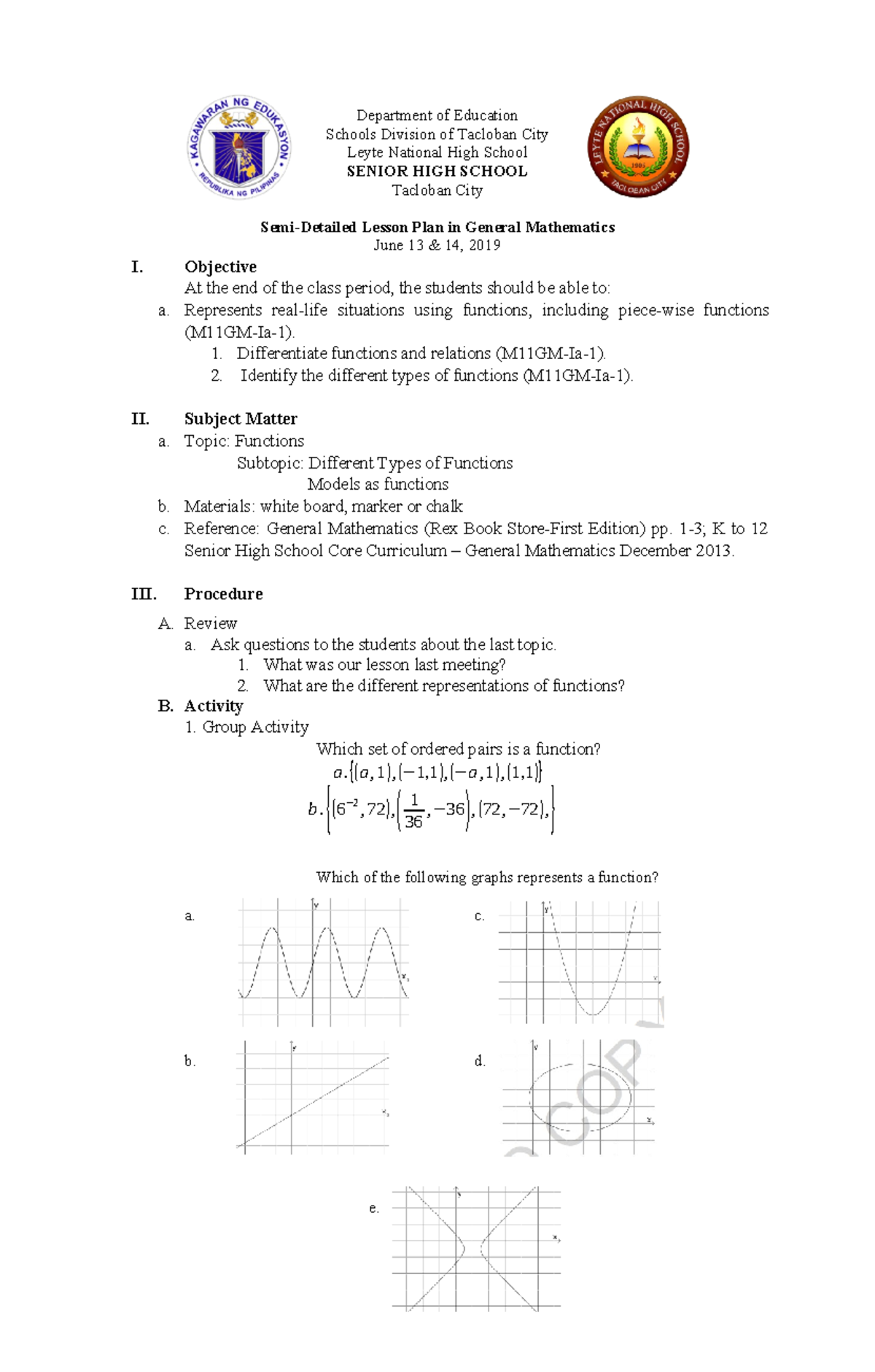 05. Definition, Types and Representation of Functions 1 - Department of ...