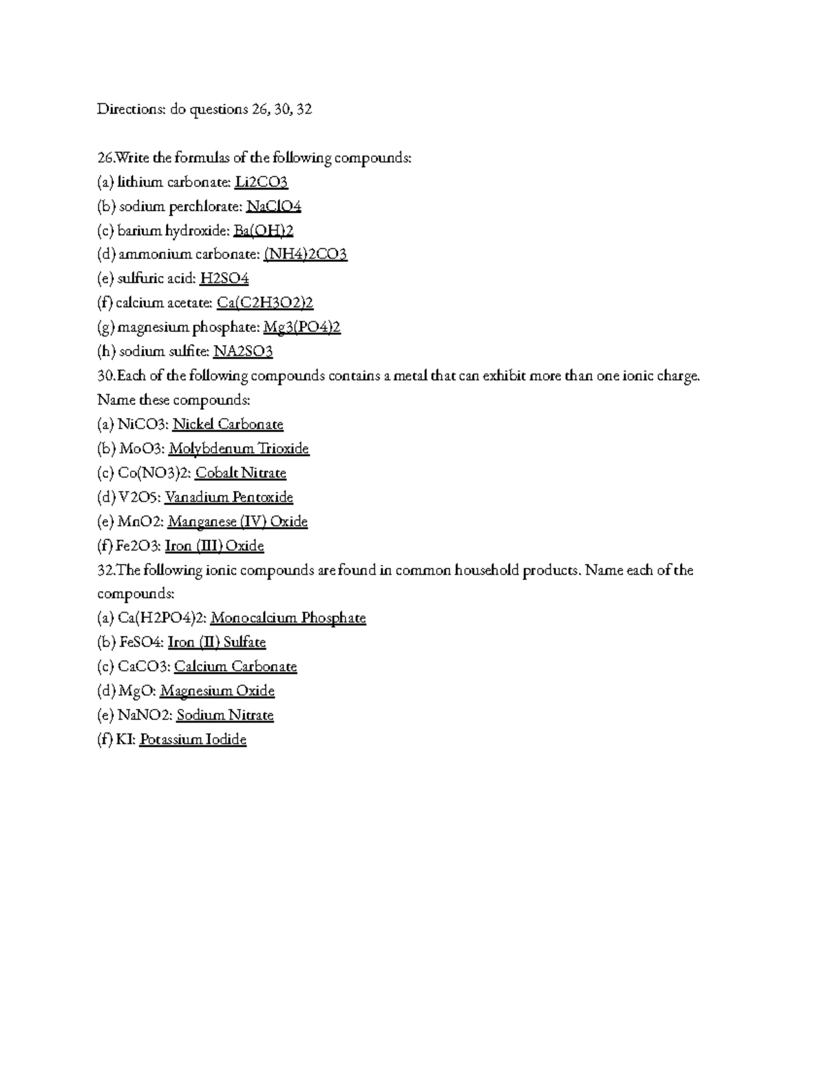 Chapter 4 exercises - Directions: do questions 26, 30, 32 26 the ...