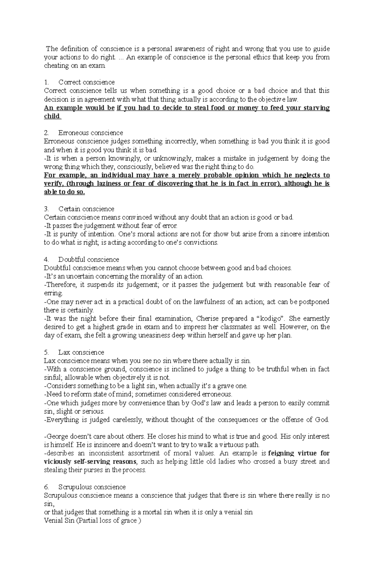 Lesson 4-5 Unit 3 - The definition of conscience is a personal ...