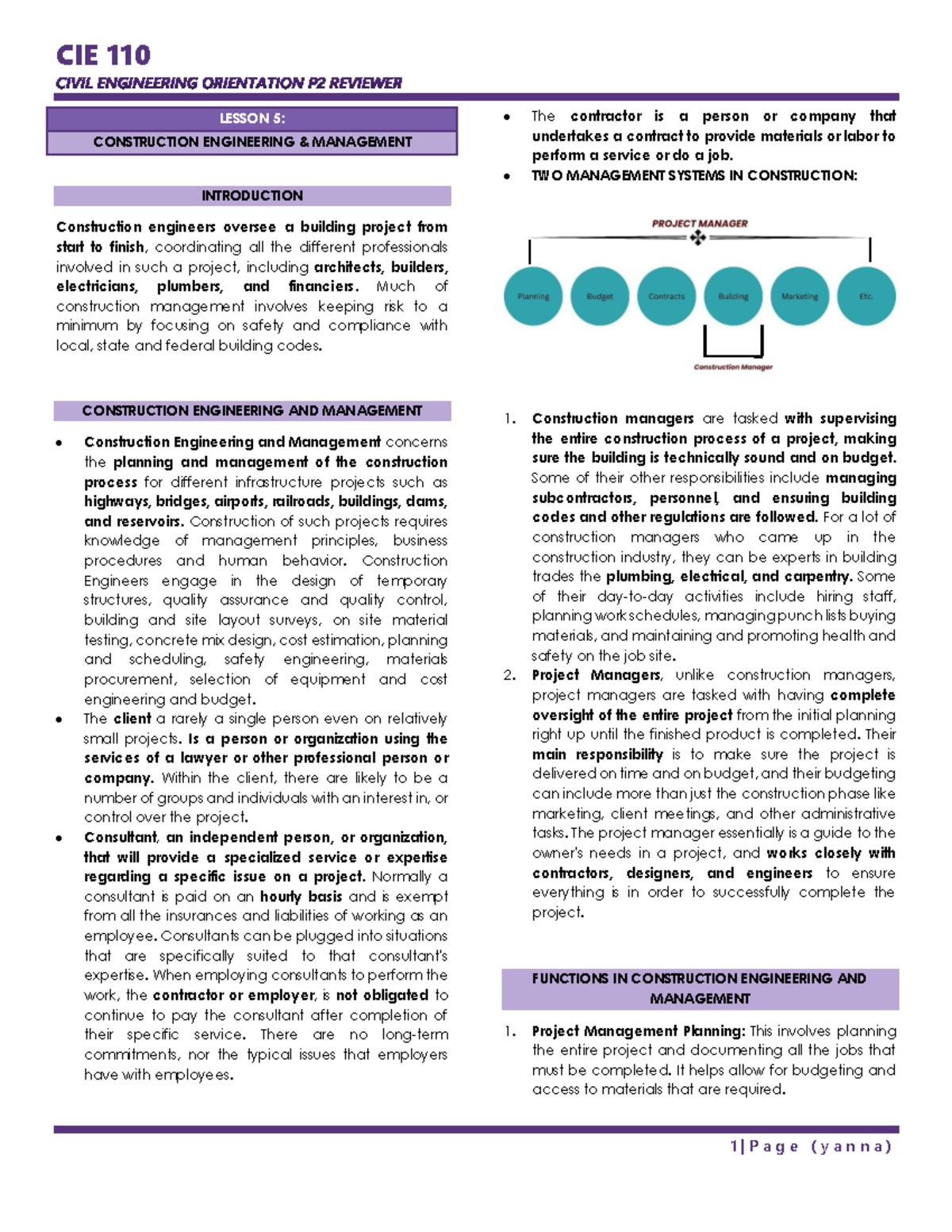 CIE 110 P2 Reviewer - CIVIL ENGINEERING ORIENTATION P2 REVIEWER LESSON ...