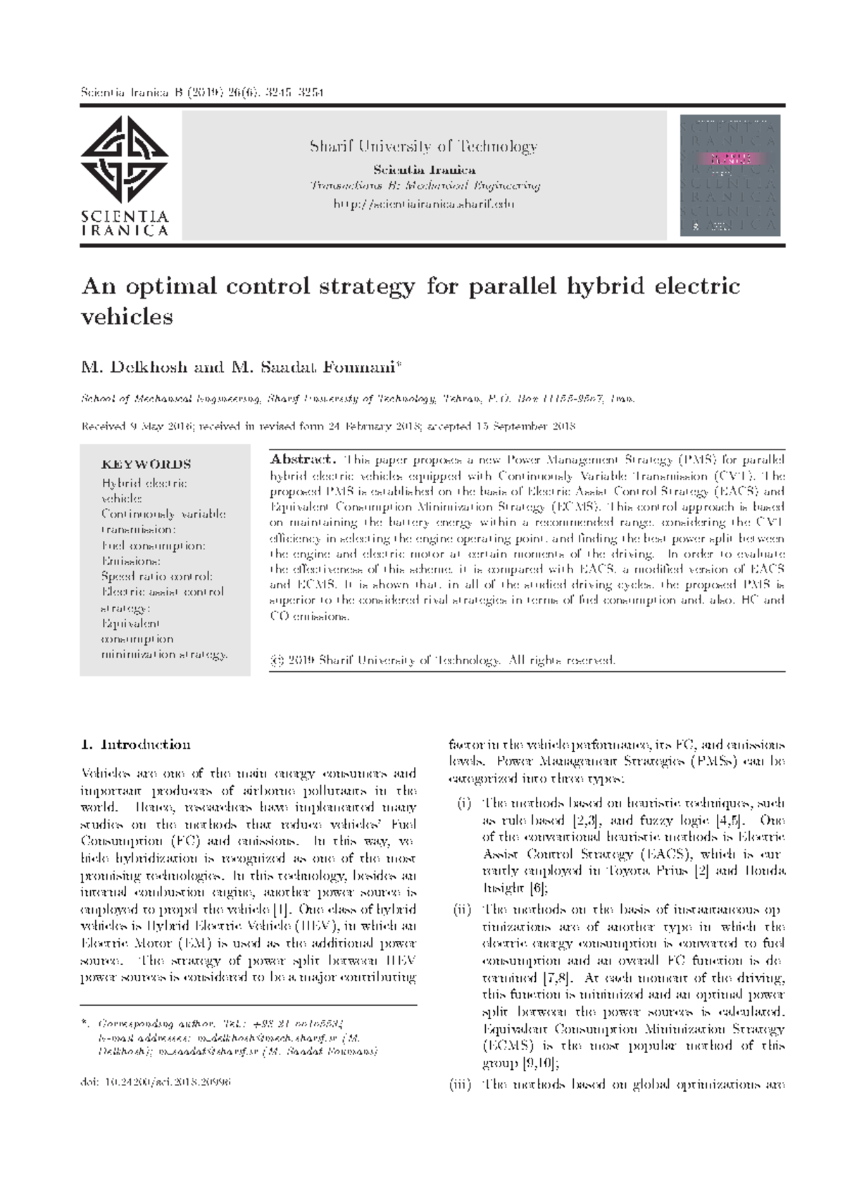 An optimal control strategy for parallel hybrid electric vehicles ...