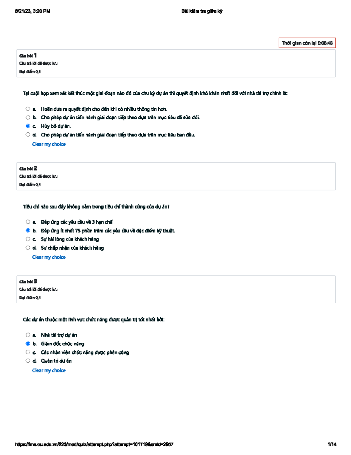 Gk - Ktra gk qtda - Quản trị dự án - Studocu
