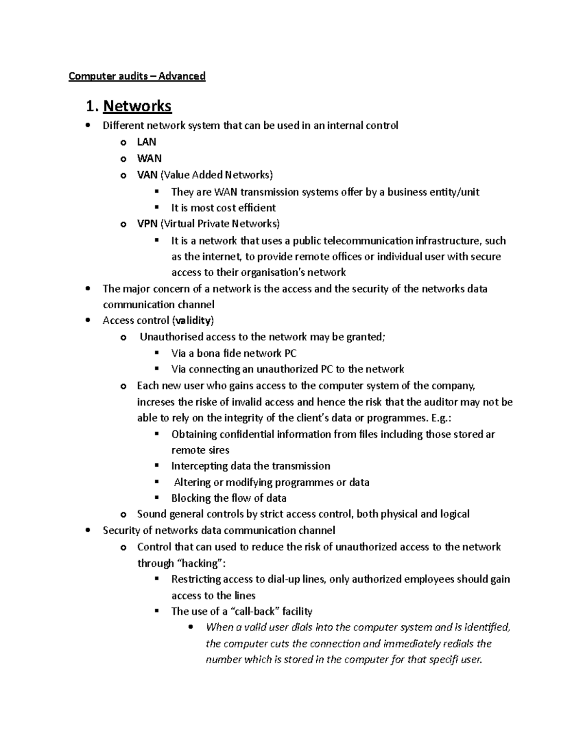 Computer audits - advanced - Computer audits – Advanced 1. Networks ...