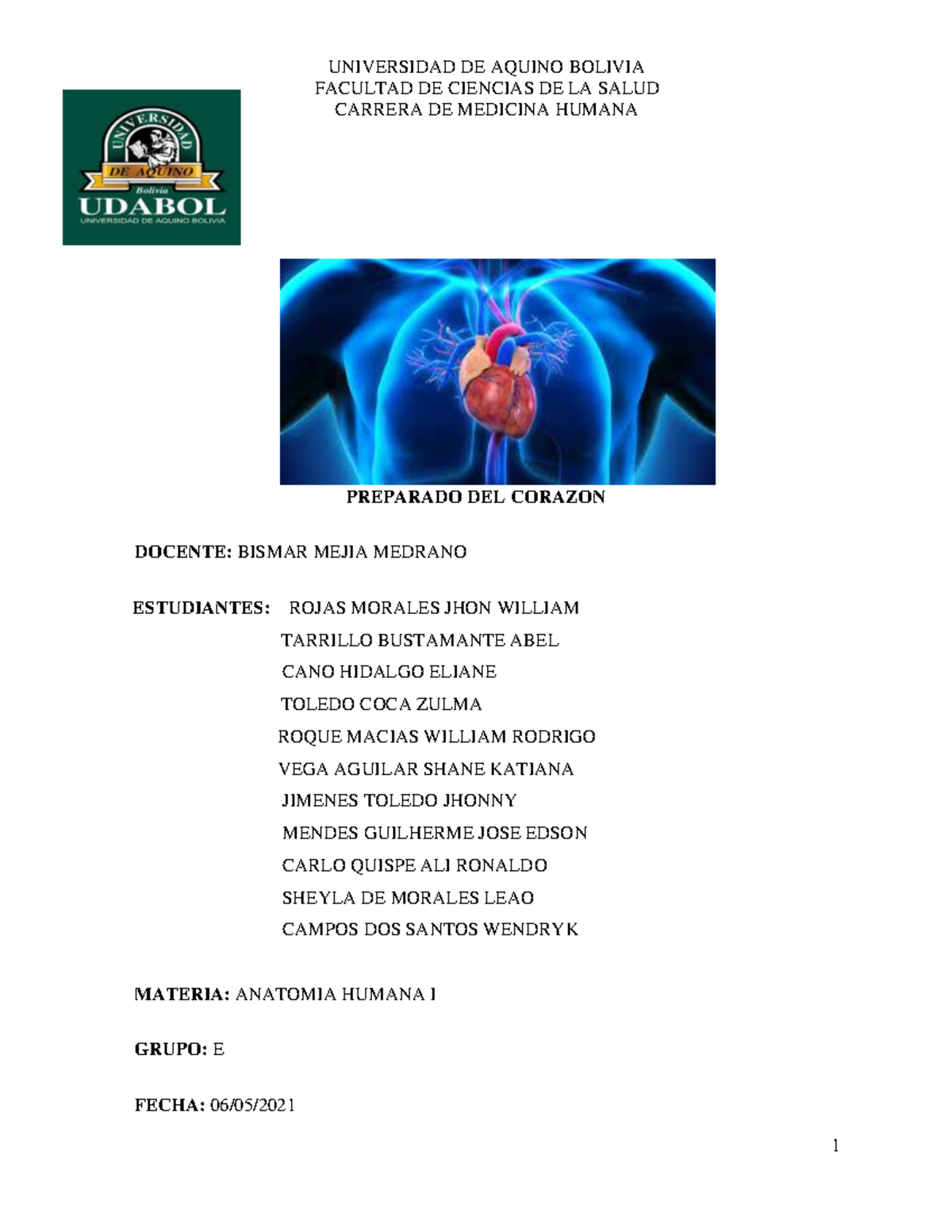 Preparado DEL Corazon Anatomia I resumen - CARRERA DE MEDICINA HUMANA ...