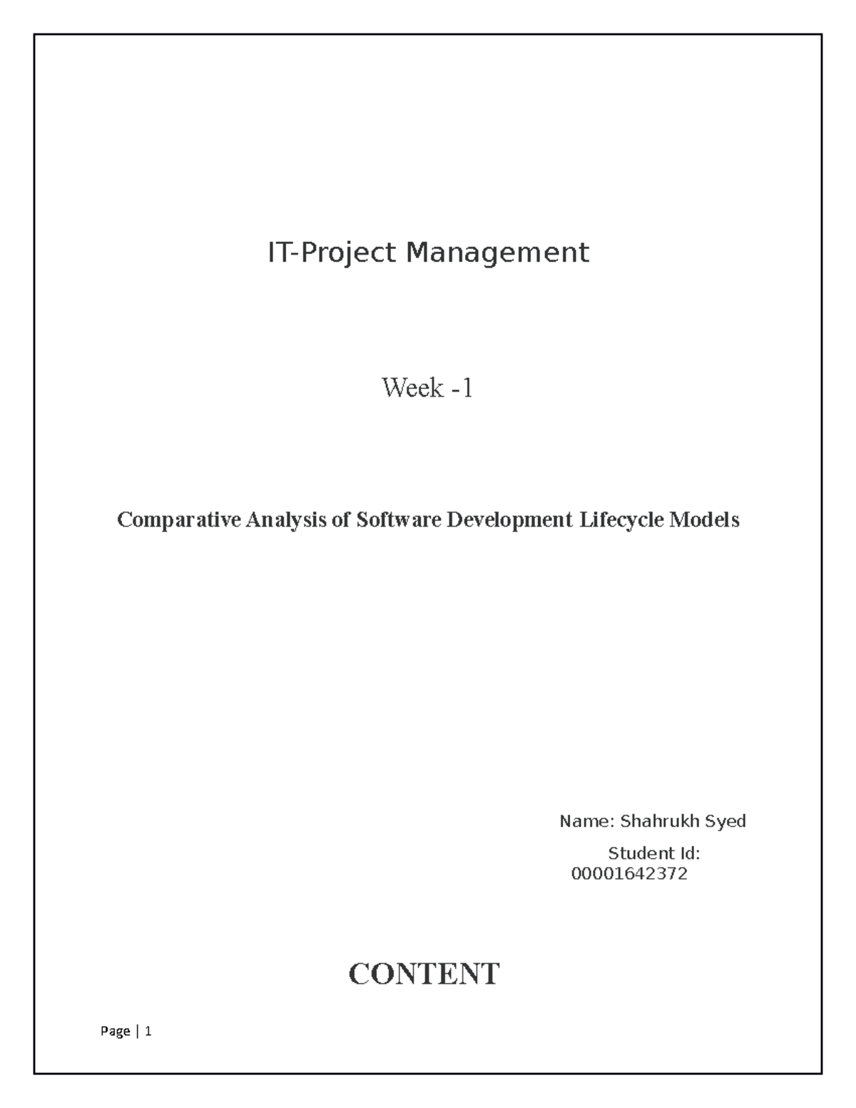 IT Project Management Week-1 Report - IT-Project Management Week ...