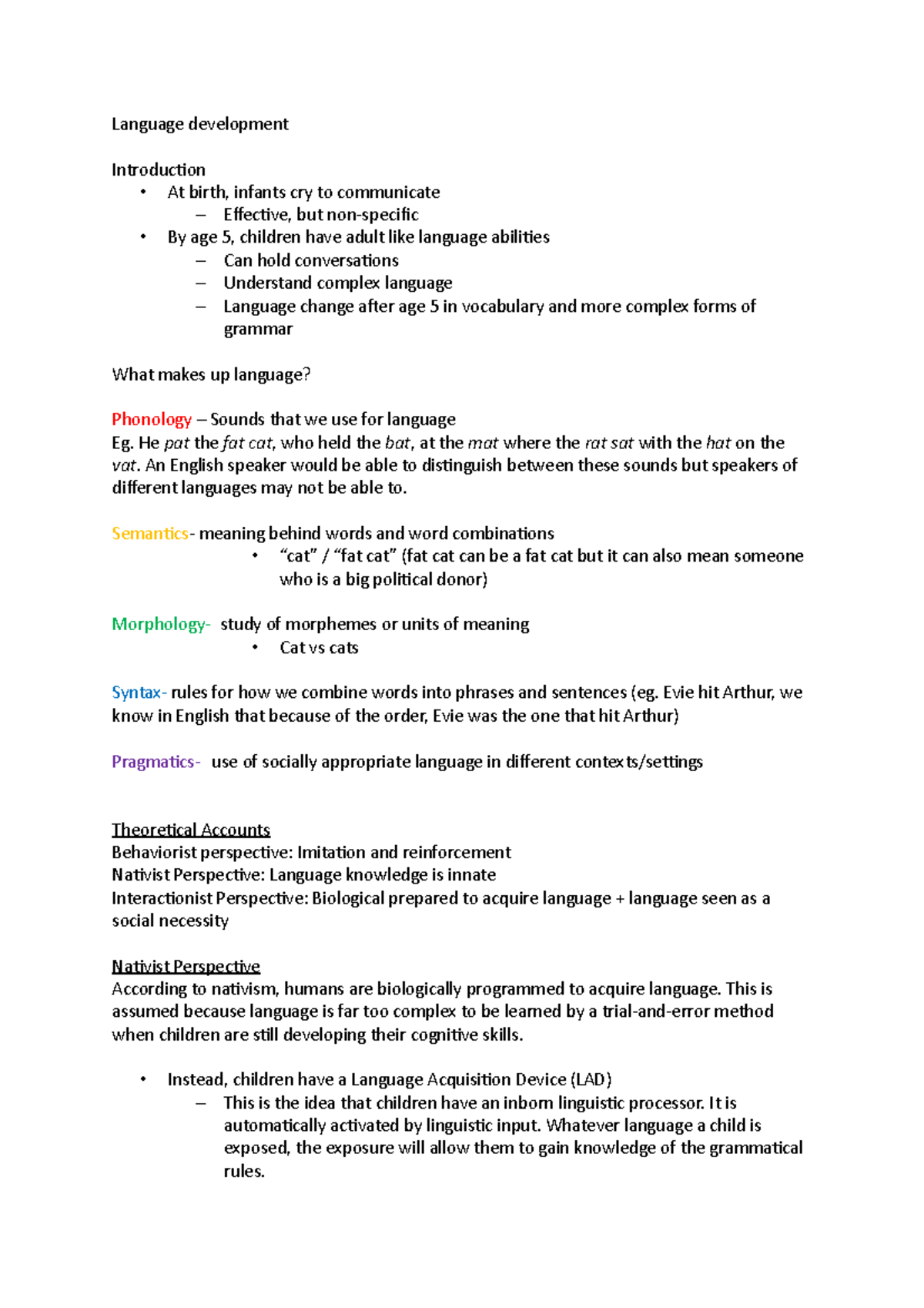 Language development - Language development Introduction - At birth ...