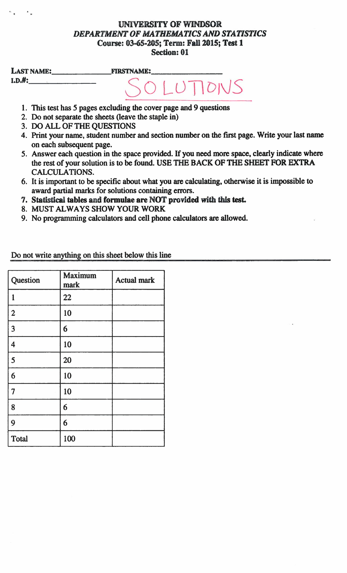 Midterm 1 10 February 2020 Questions And Answers 03 65 205 Warning Decodescan Unexpected
