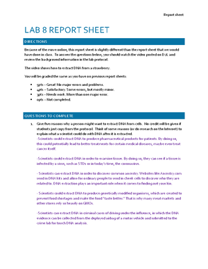 Alcoholic Fermentation Lab - Report sheet LAB 6 REPORT SHEET D IRE CT ...
